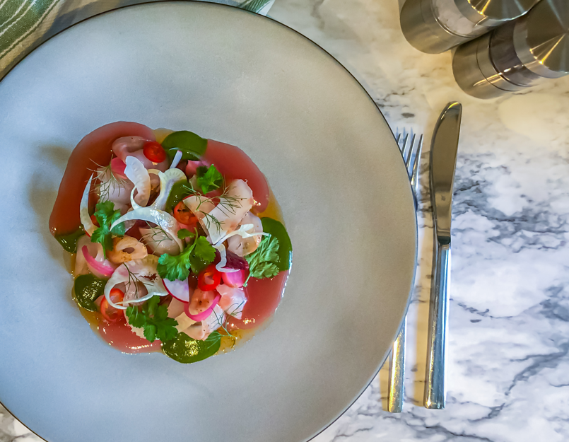 Boulevard's BC Rockfish Crudo with Spring Radishes and Salsa Verdé